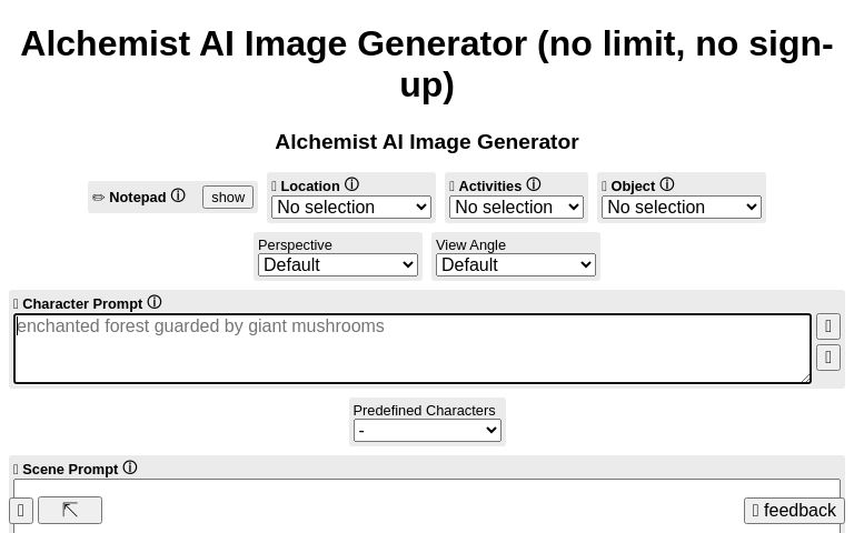 Alchemist AI Image Generator (no limit, no sign-up)