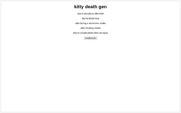 kitty death gen ― Perchance Generator