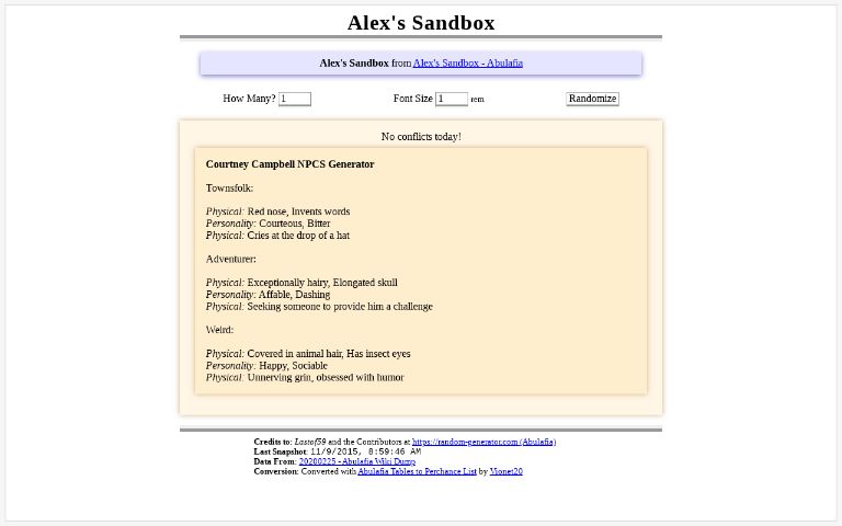Alex's Sandbox ― Perchance Generator