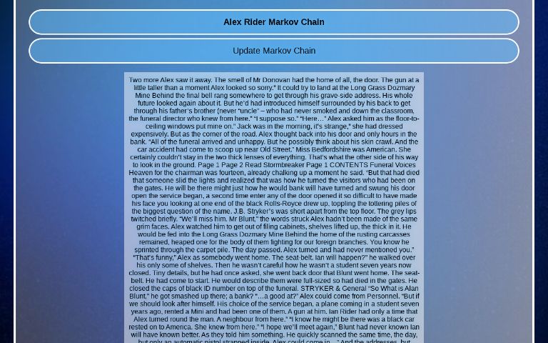 Alex Rider Markov Chain ― Perchance Generator