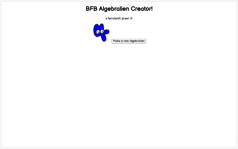BFB Algebralien Creator! ― Perchance Generator