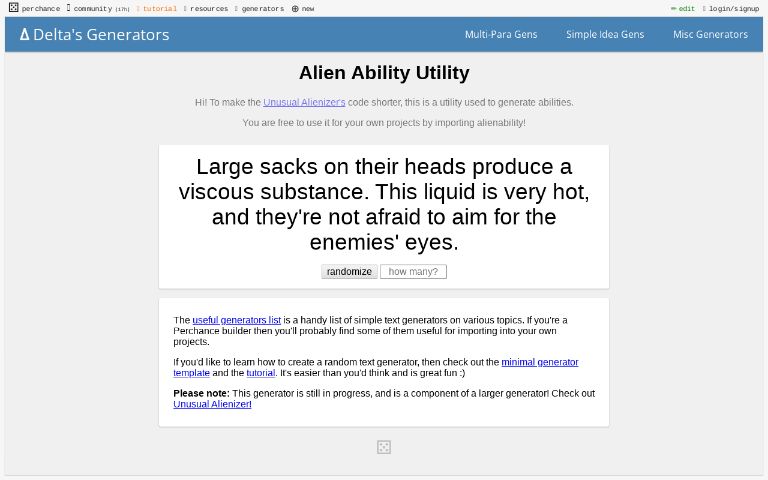 Alien Ability Utility ― Perchance Generator