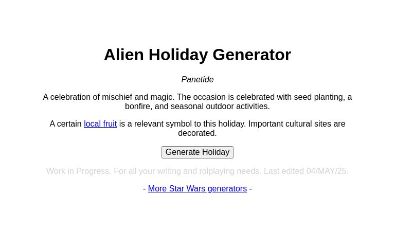 Alien Holiday Generator