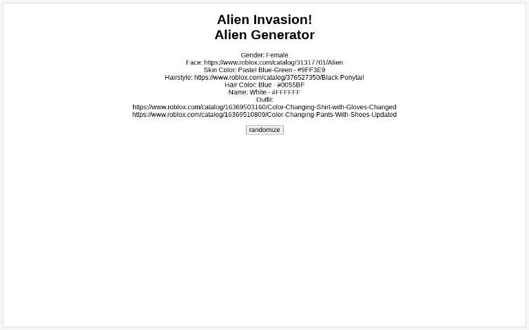 Alien Invasion!Alien Generator