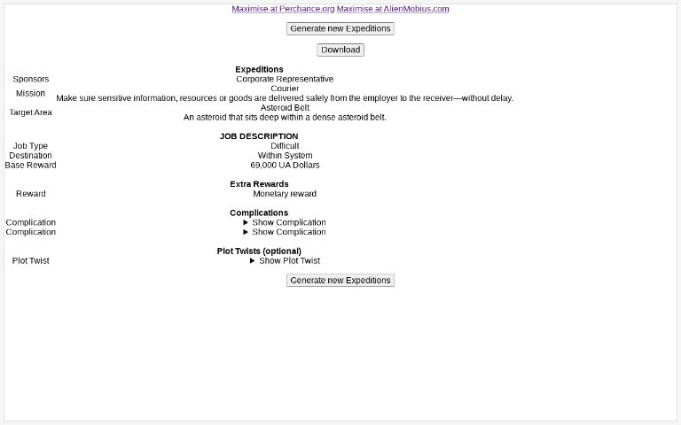 Alien Mobius Generator Expeditions