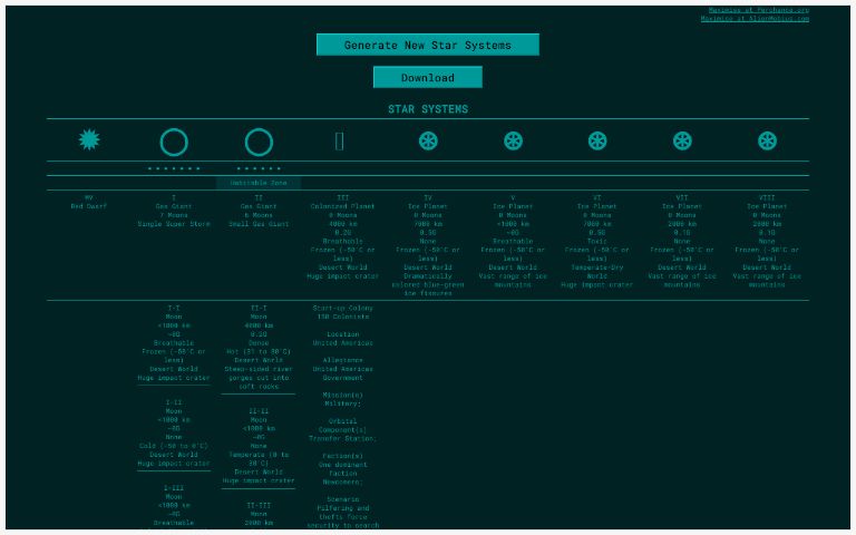 Alien Mobius Generator Star Systems