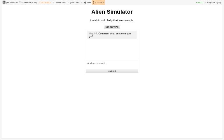 Alien Simulator ― Perchance Generator