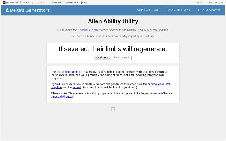 Alien Ability Utility ― Perchance Generator