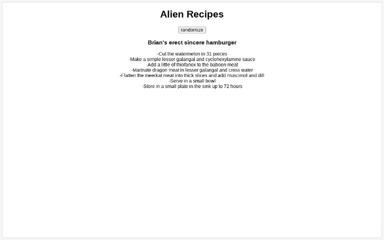 Alien Recipes ― Perchance Generator