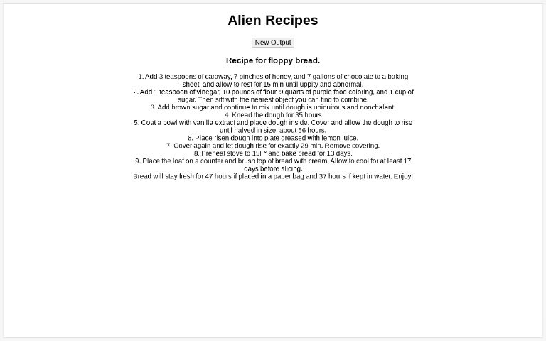 Alien Recipes ― Perchance Generator