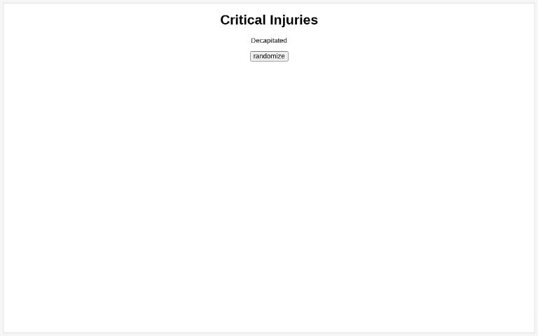 Critical Injuries ― Perchance Generator
