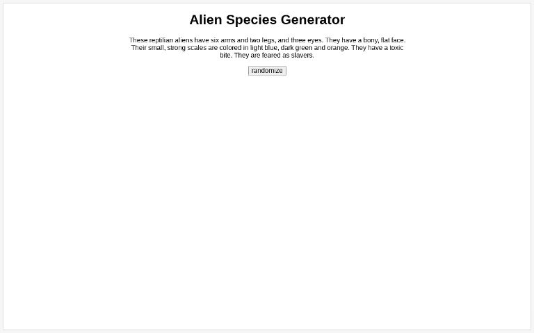 Alien Species Generator