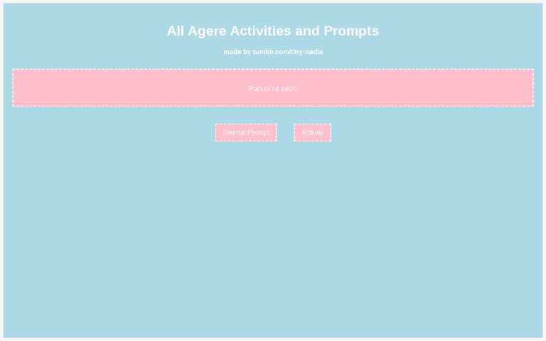 All Agere Activities and Prompts ― Perchance Generator