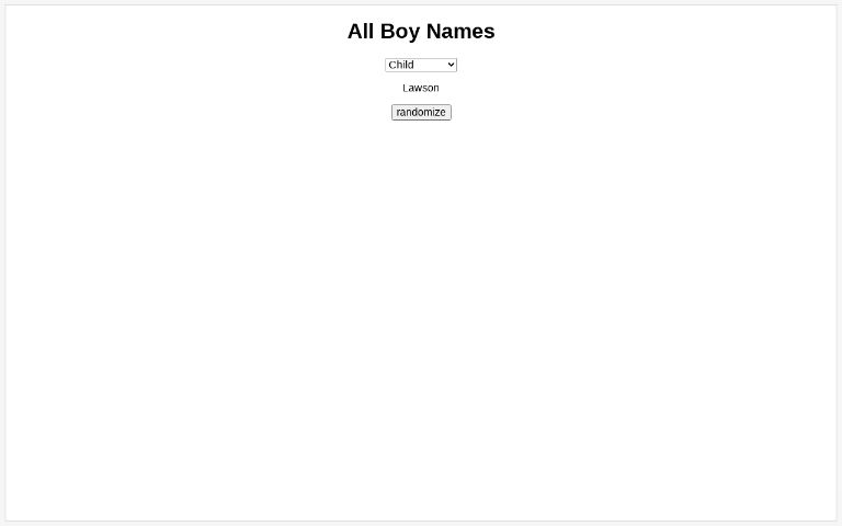 All Boy Names ― Perchance Generator