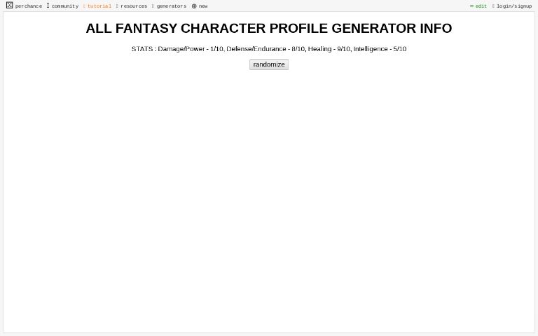 ALL FANTASY CHARACTER PROFILE GENERATOR INFO