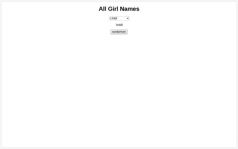 All Girl Names ― Perchance Generator