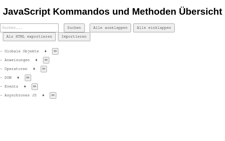JavaScript Kommandos und Methoden Übersicht ― Perchance Generator