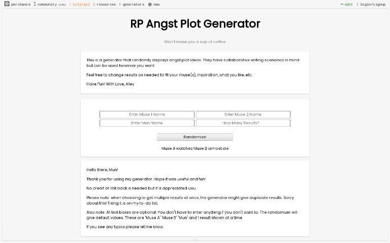 RP Angst Plot Generator