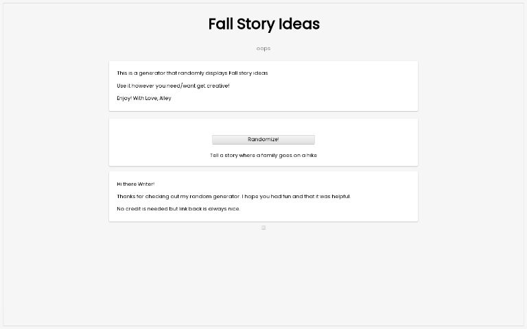 Fall Story Ideas ― Perchance Generator