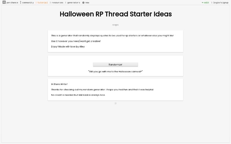 Halloween RP Thread Starter Ideas ― Perchance Generator
