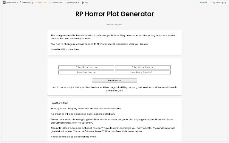 RP Horror Plot Generator