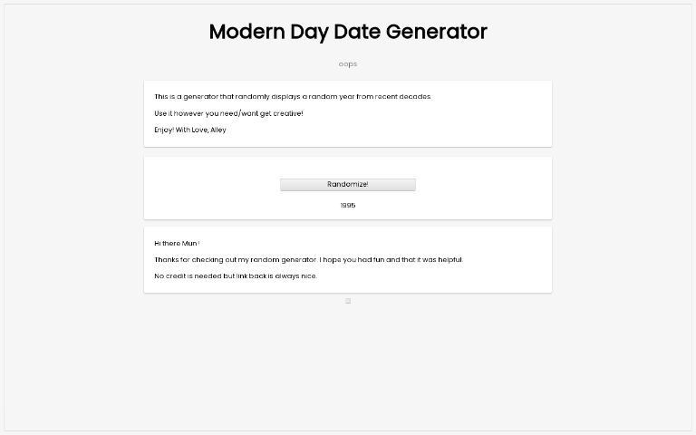 Modern Day Date Generator