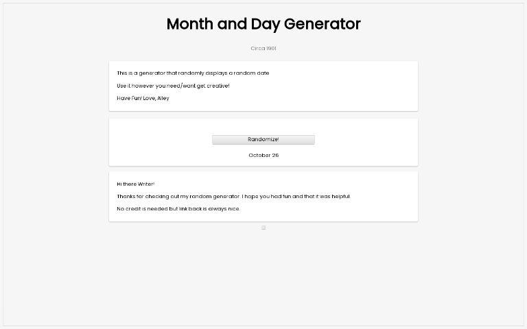 Month and Day Generator