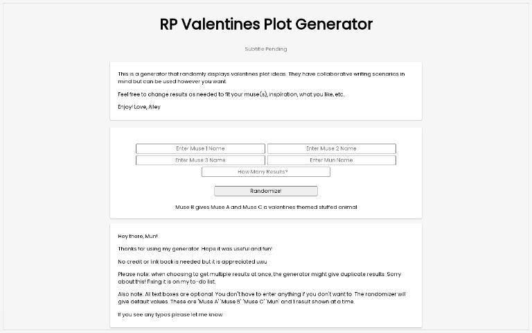 RP Valentines Plot Generator