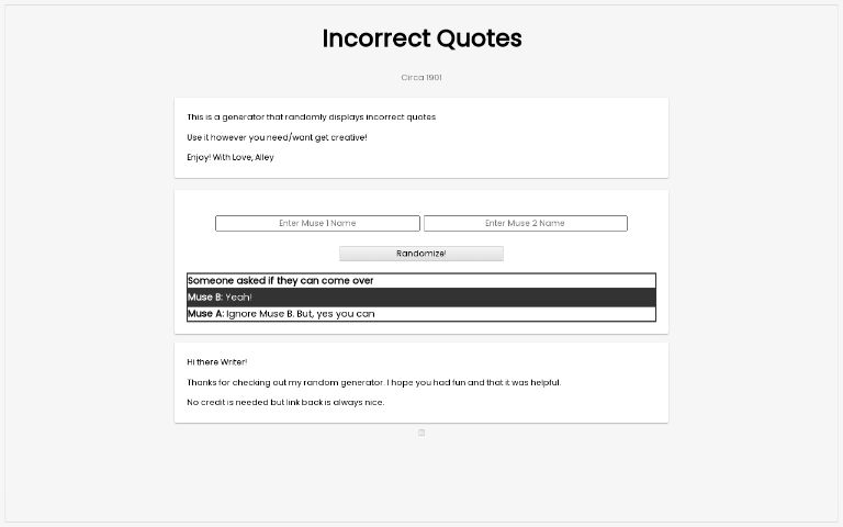 Incorrect Quotes ― Perchance Generator