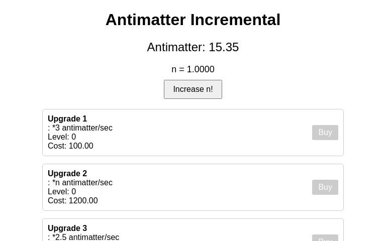 Antimatter Incremental ― Perchance Generator