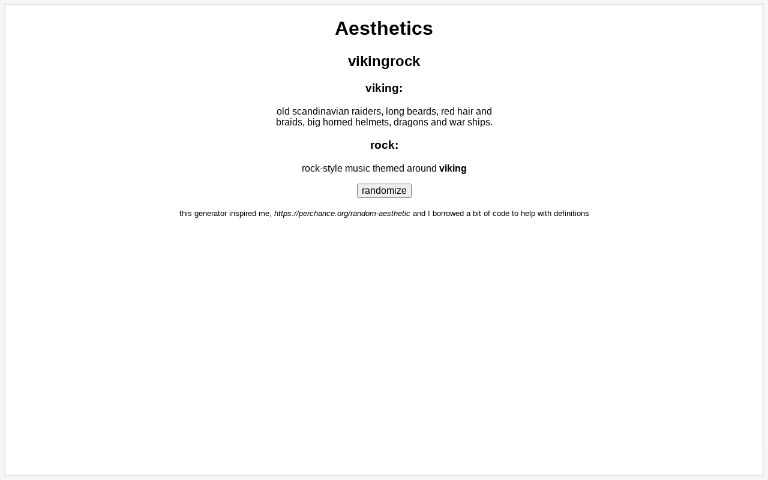 Aesthetics ― Perchance Generator
