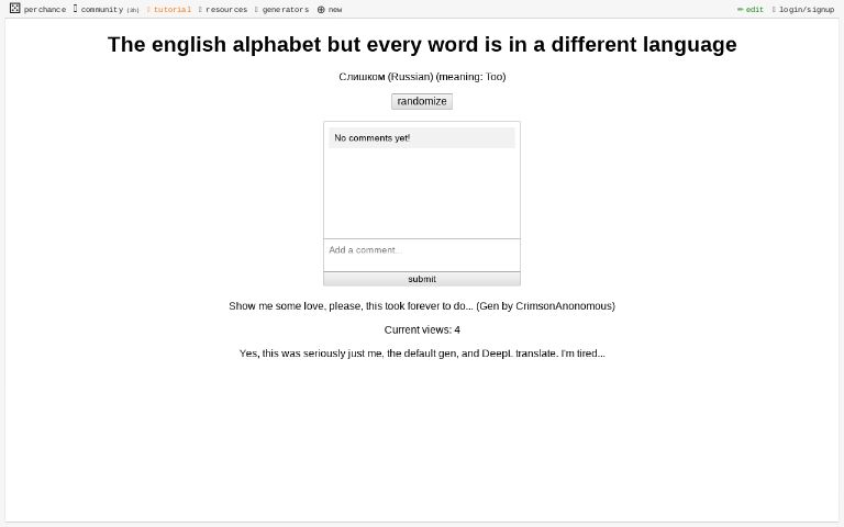 The english alphabet but every word is in a different language ...