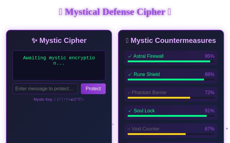 🔮 Mystical Defense Cipher 🔮 ― Perchance Generator