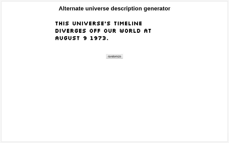 Alternate universe description generator