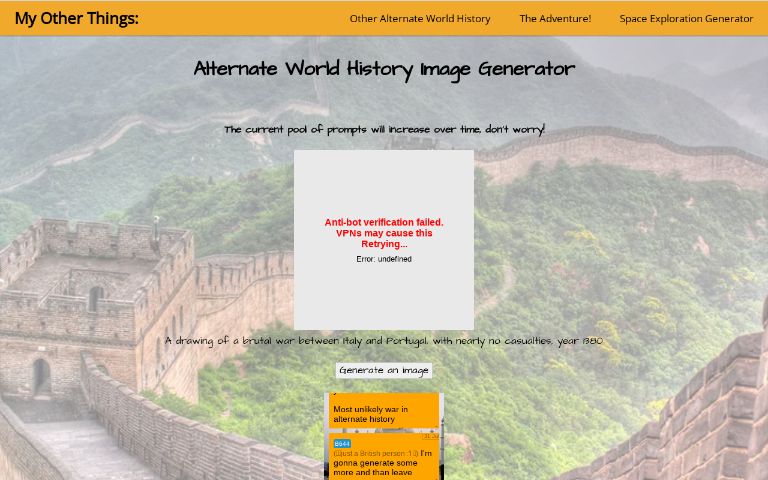 Alternate World History Image Generator