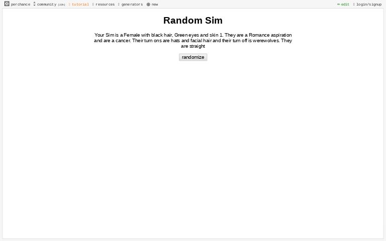 Random Sim ― Perchance Generator