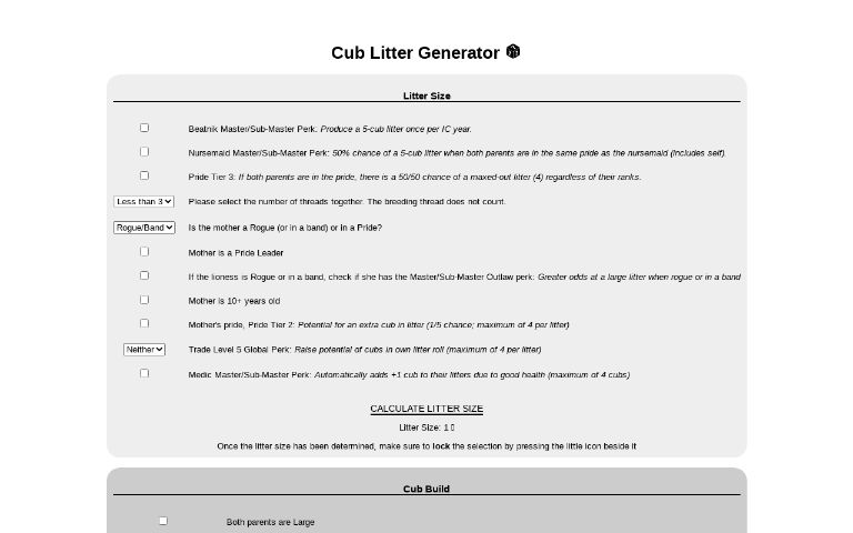 Cub Litter Generator
