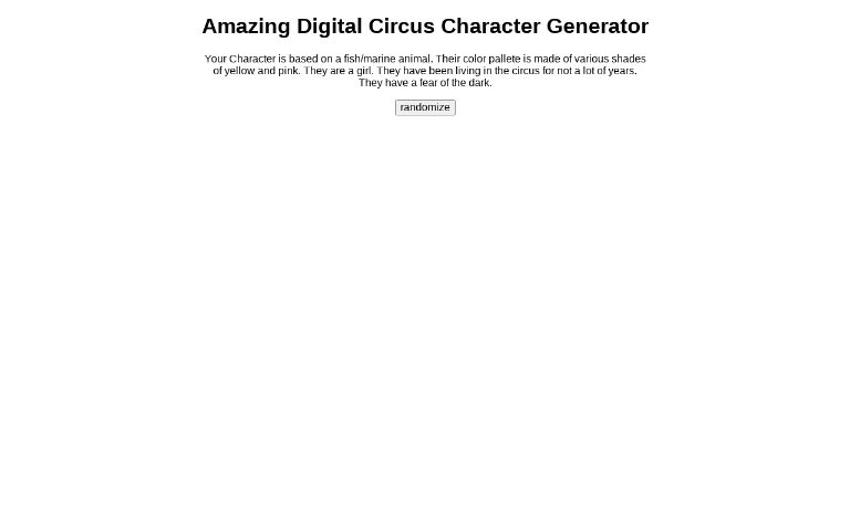 Amazing Digital Circus Character Generator
