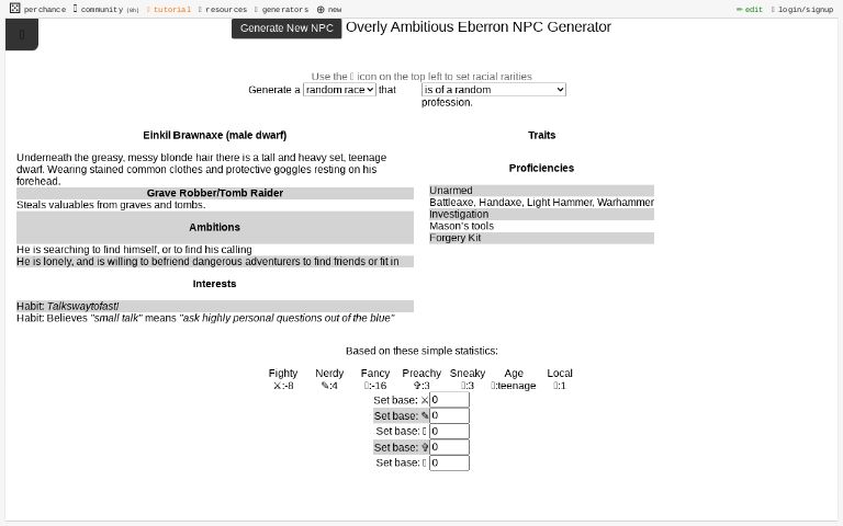 Overly Ambitious Eberron NPC Generator