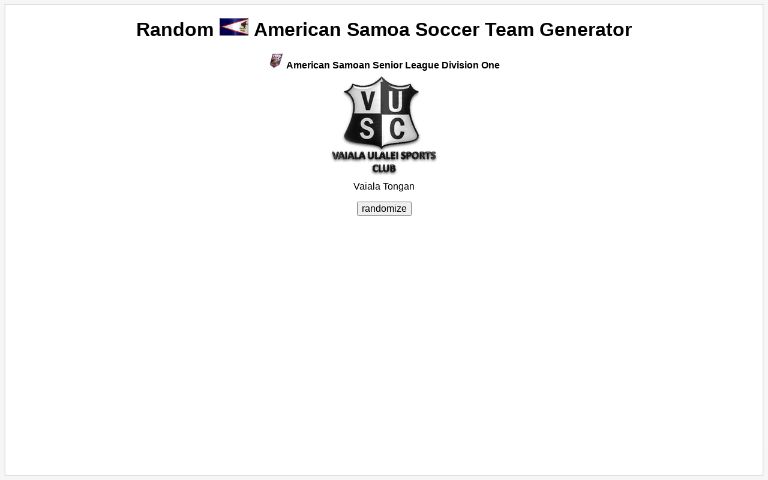 Random American Samoa Soccer Team Generator