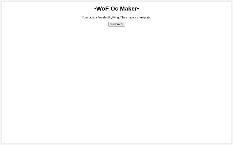 •WoF Oc Maker• ― Perchance Generator