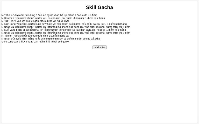 Skill Gacha ― Perchance Generator