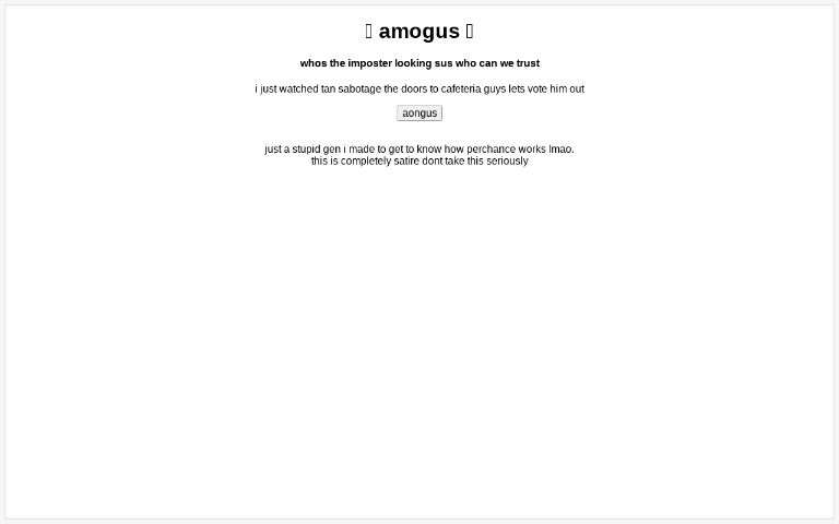 ඞ amogus ඞ ― Perchance Generator