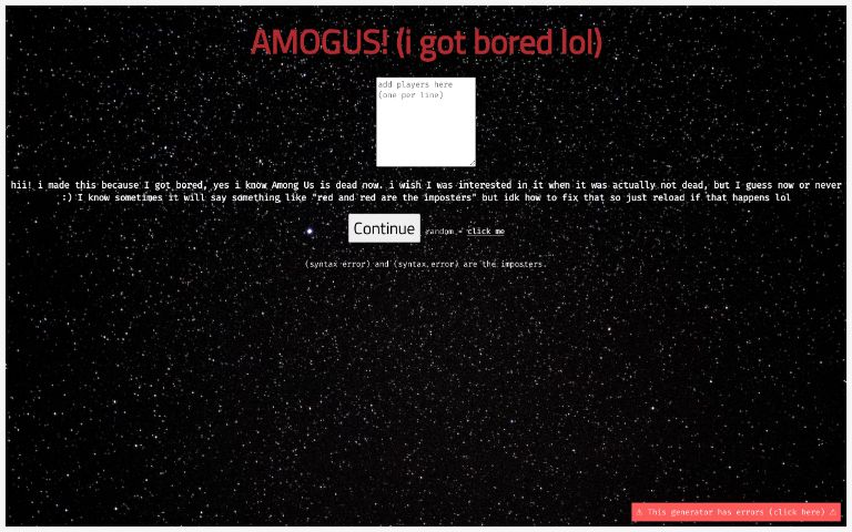 AMOGUS! (i got bored lol) ― Perchance Generator