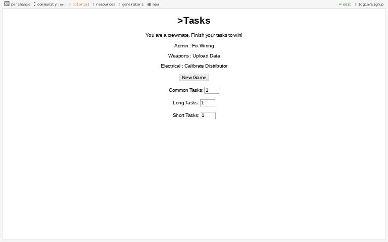 >Tasks ― Perchance Generator