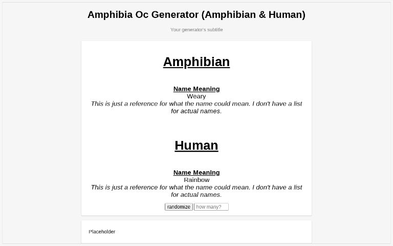 Amphibia Oc Generator (Amphibian & Human)