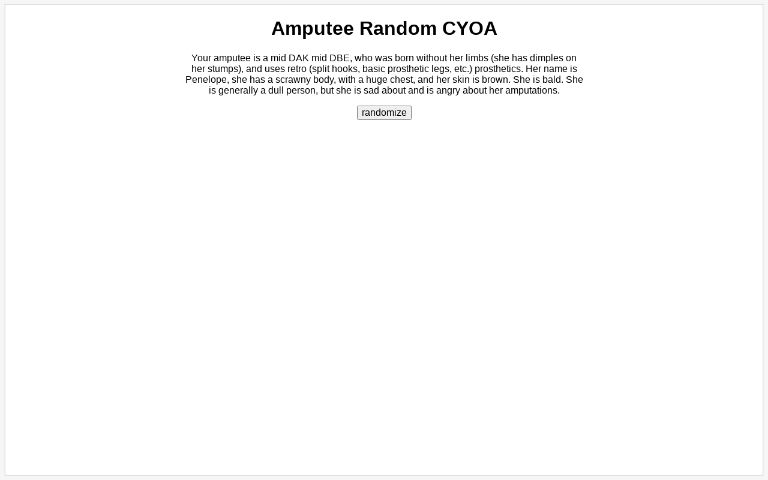 Amputee Random CYOA ― Perchance Generator