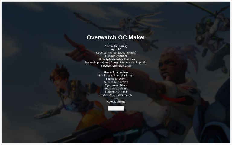 Overwatch OC Maker ― Perchance Generator