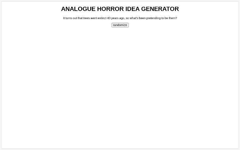 ANALOGUE HORROR IDEA GENERATOR