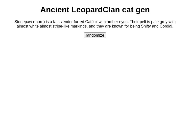 Ancient LeopardClan cat gen